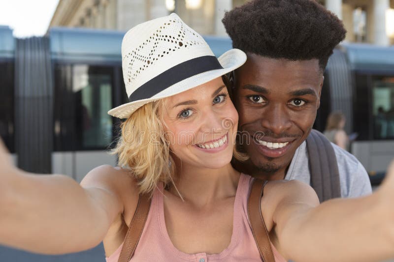 Positive Mixed Couple on Date Stock Image - Image of business, african ...