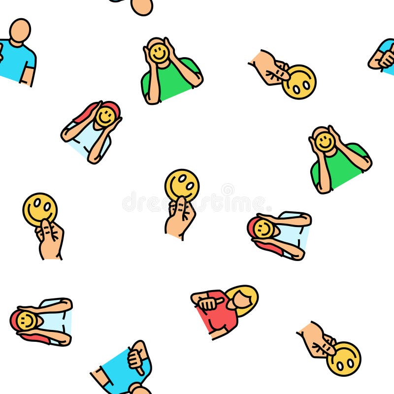 Positive Mood Happy Smile Vector Seamless Pattern Stock Vector ...