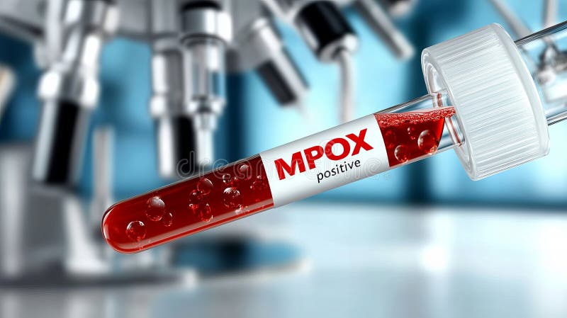 Positive Mpox Test Tube with Blood Sample in Laboratory Setting Stock ...