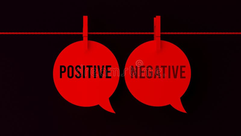 Positive and Negative Concept on Speech Bubbles Fastened with ...