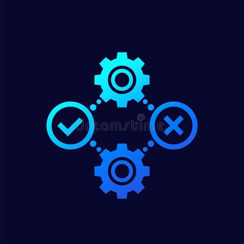 Positive and Negative Icon with Gears, Vector Stock Vector ...