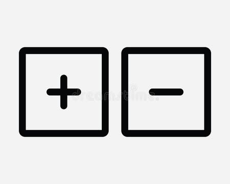 Negative Positive Square Box Outline Line Icon Symbol Add Plus Minus ...