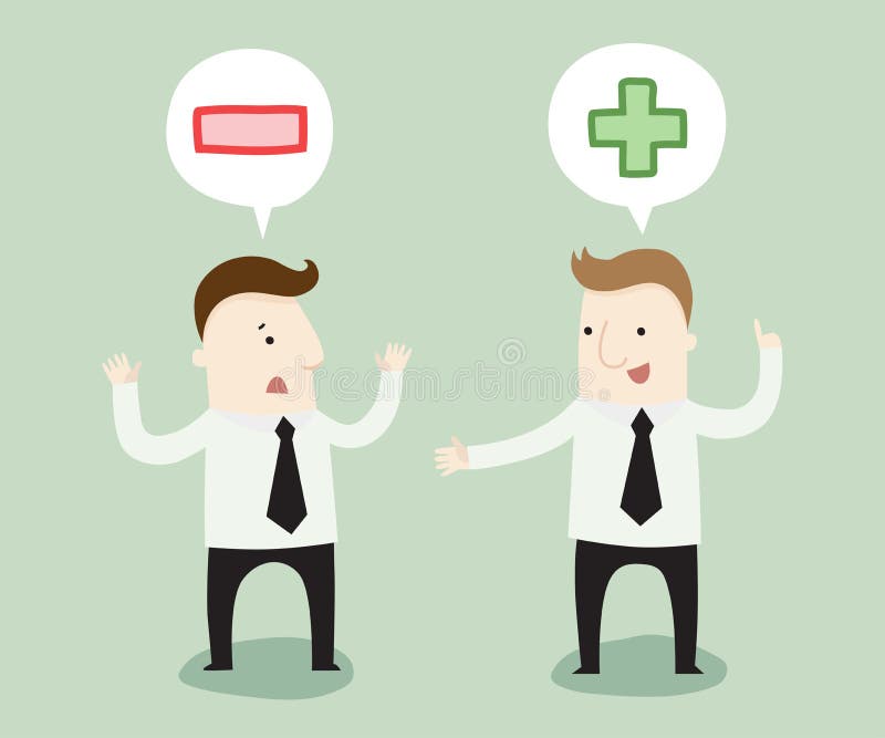 Positive and Negative Thinking Stock Vector - Illustration of minus ...