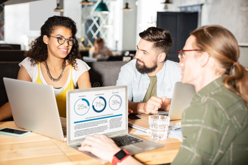 Positive Nice Colleagues Developing a New Strategy Stock Image - Image ...