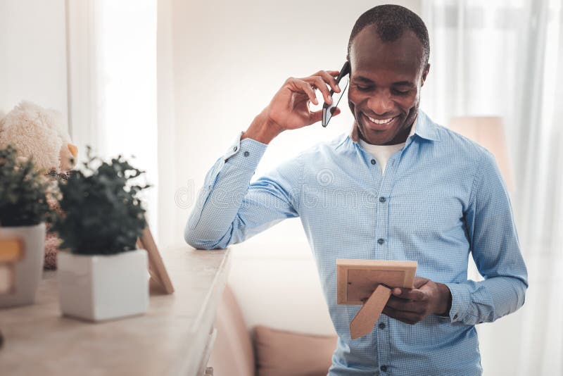 Positive Nice Man Making a Call Stock Image - Image of mobile, modern ...