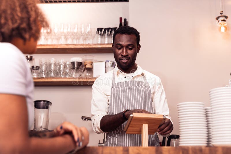 Positive Nice Man Recommending What To Order Stock Image - Image of ...