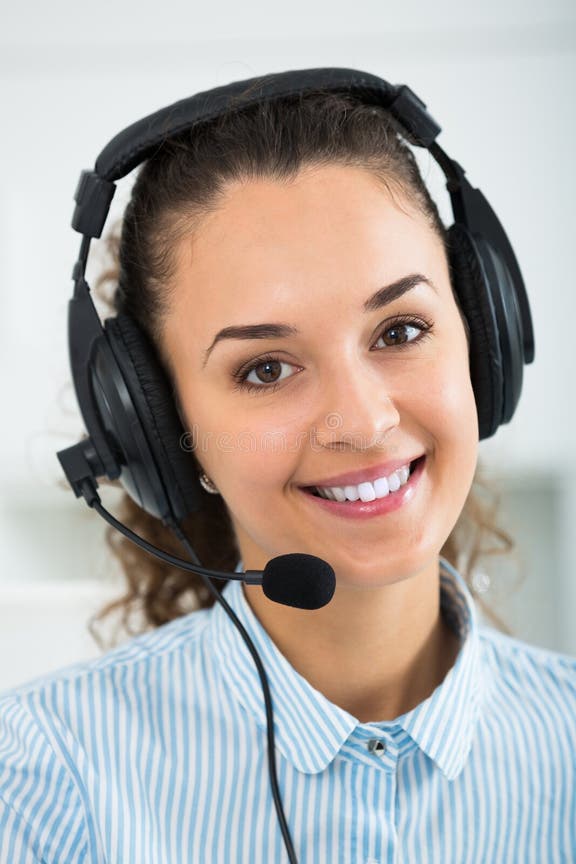 Positive Operator Working with Client by Headset Stock Photo - Image of ...