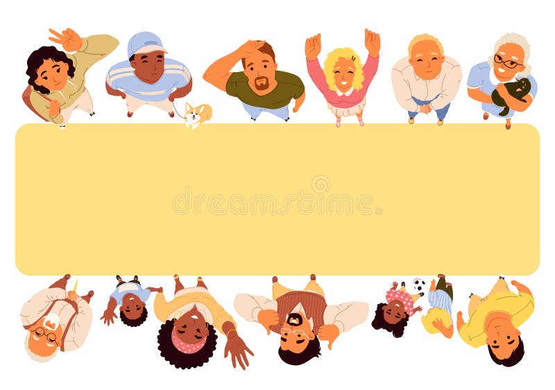 Positive People of Different Age and Nationality Standing in Rectangle ...