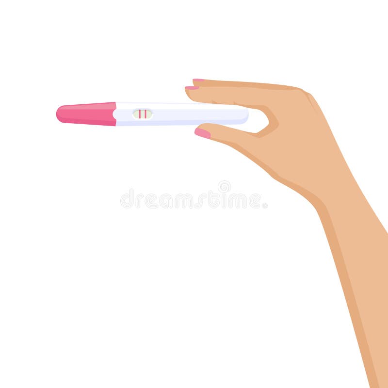 Positive Pregnancy Or Ovulation Test In Woman Hand Flat Vector