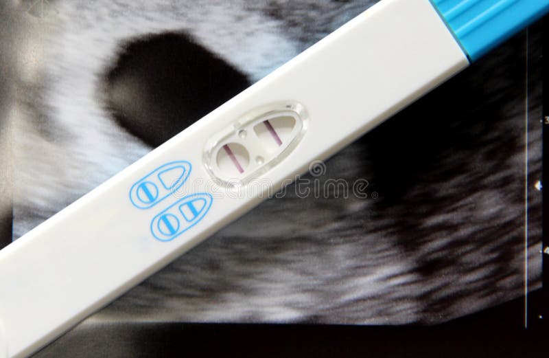 Positive Pregnancy Test with Two Stripes Stock Photo - Image of blue ...