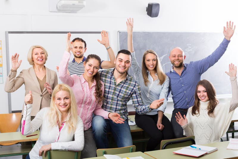 Positive Professor and Group of Students Stock Photo - Image of ...