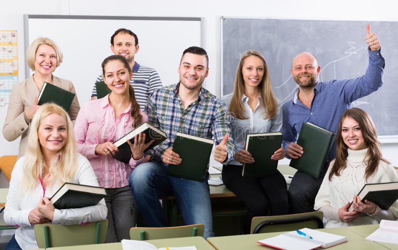 Positive Professor and Group of Students Stock Photo - Image of group ...