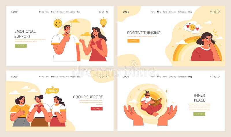 Positive Psychology Web Banner or Landing Page Set. Positive Thinking ...