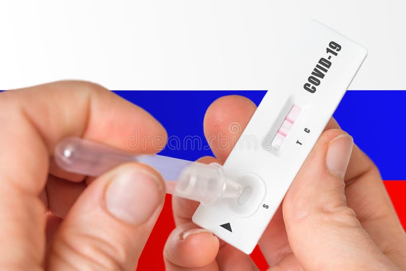 Positive Rapid Test on COVID-19 in Russia Stock Photo - Image of covid ...