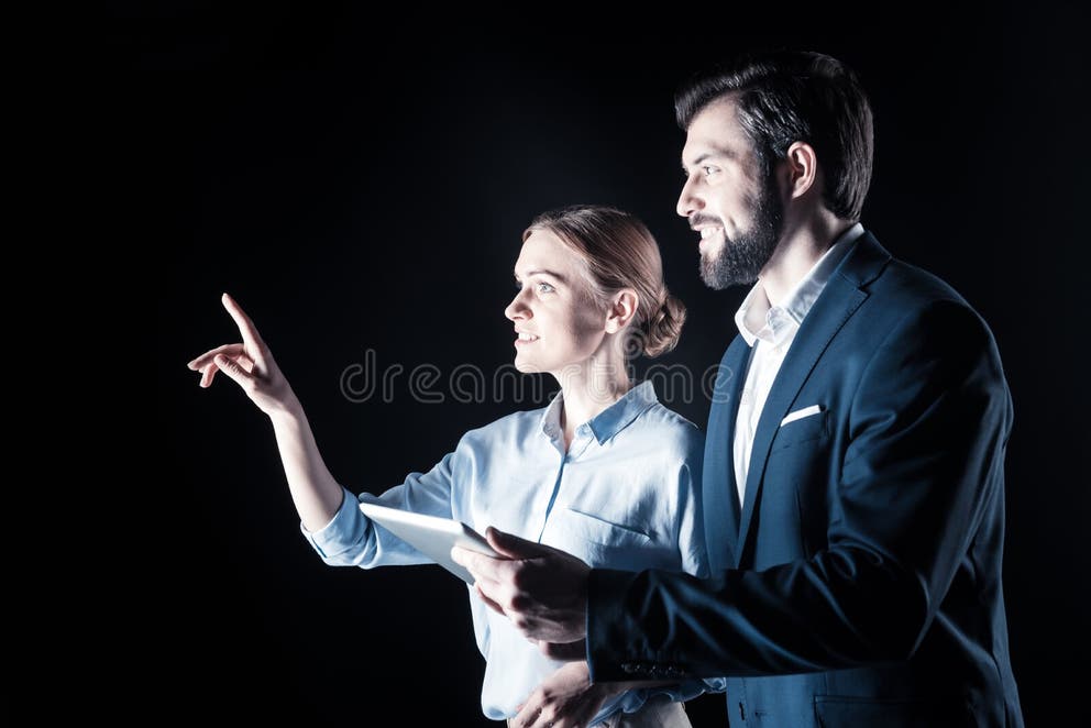 Positive Smart Colleagues Working in Pair Stock Photo - Image of modern ...