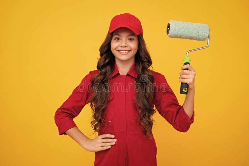 Positive and Smiling Builder in Building Uniform and Cap. Painter ...