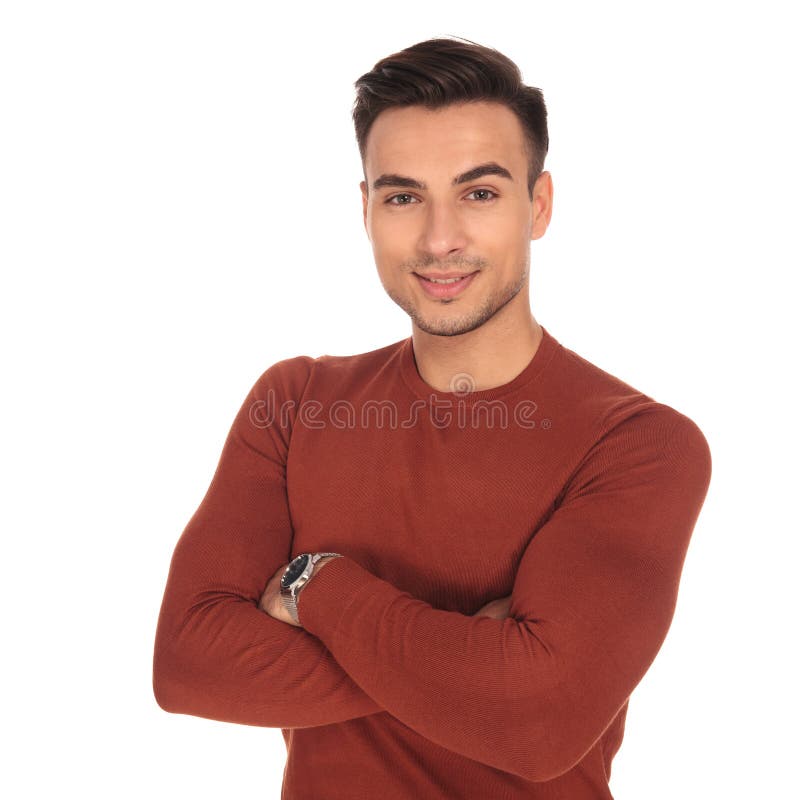 Positive Smiling Casual Man Standing With Arms Folded Stock Image ... Positive Smiling Casual Man Standing With Arms Folded Stock Image ...