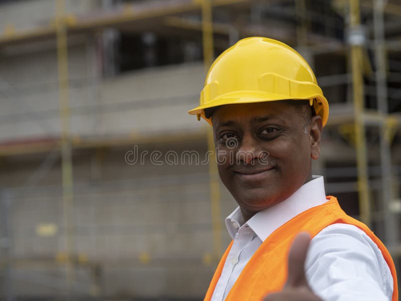 Indian Engineer Gesturing Thumbs Up Stock Photo - Image of happiness ...