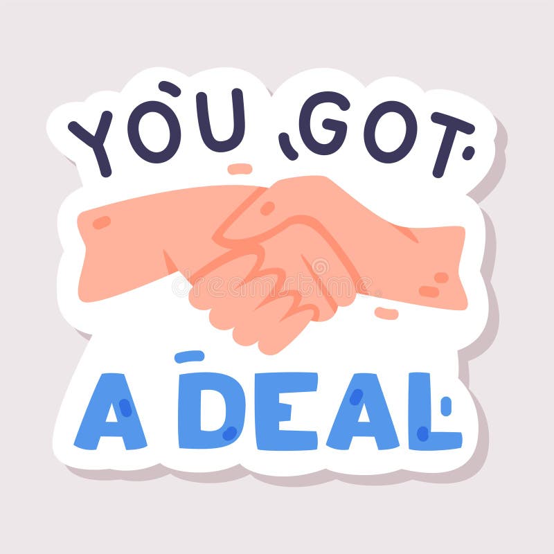 Positive Sticker Design with Handshake and Saying Vector Illustration ...