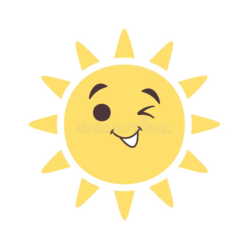 Positive Sun Winking Cartoon Character Stock Vector - Illustration of ...