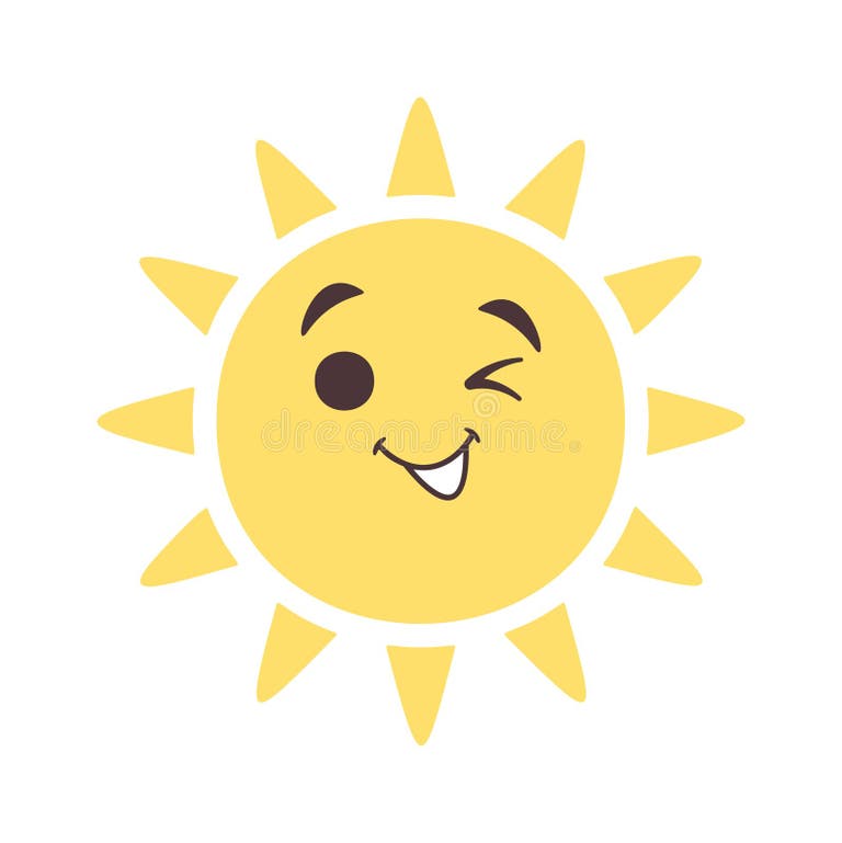 Positive Sun Winking Cartoon Character Stock Vector - Illustration of ...