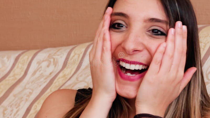 The Positive Surprise Reaction of a Woman Stock Video - Video of woman ...