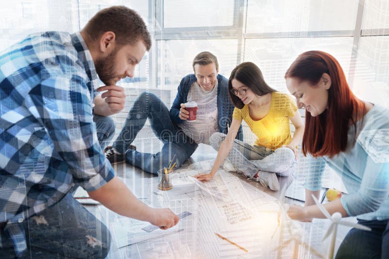 Positive Team Working at One Project Stock Image - Image of engineering ...