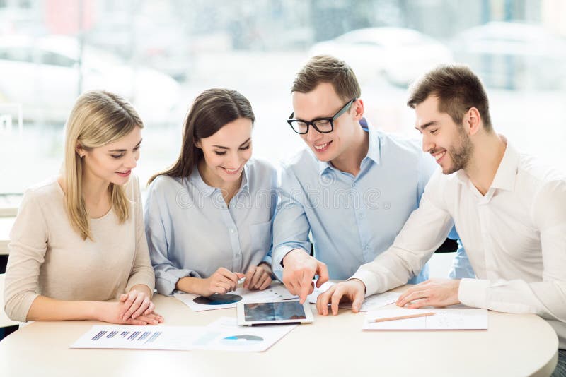 Positive Team Working on the Project Stock Image - Image of cheerful ...