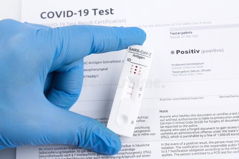 Positive Test Result by Using Rapid Test Device for COVID-19 Stock ...