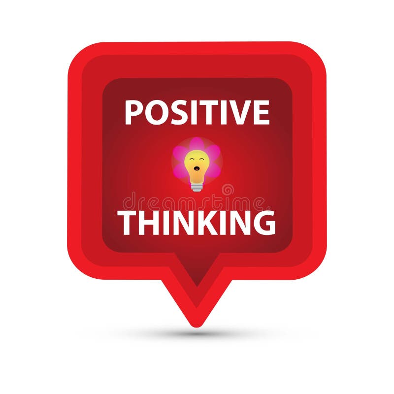 Red Speech Bubble with a Light Bulb and the Message Positive Thinking ...