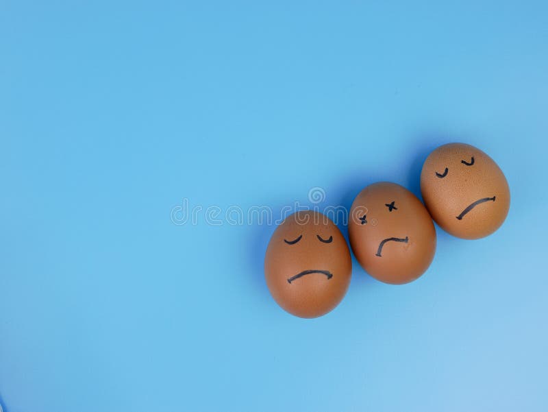 Positive Thinking Concept, Group of Chicken Eggs with Sad Faces and One ...