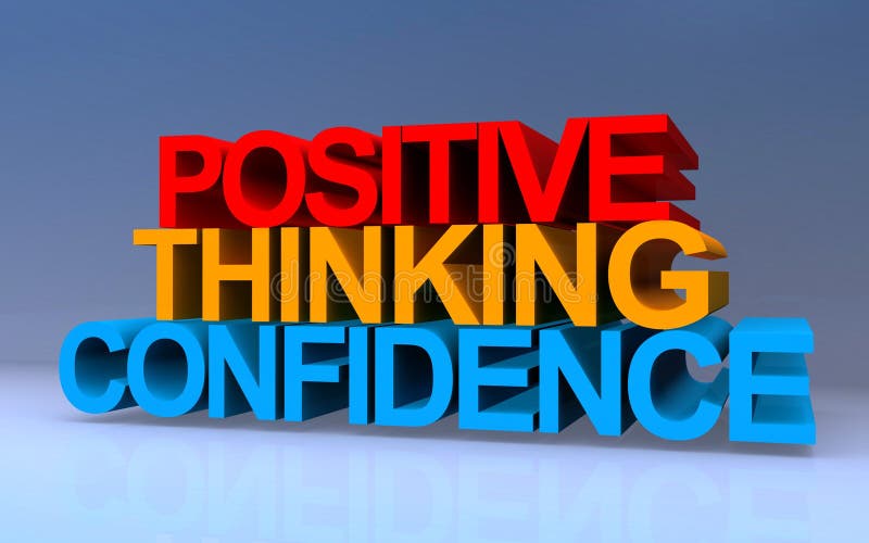 Positive Thinking Confidence on Blue Stock Illustration - Illustration ...