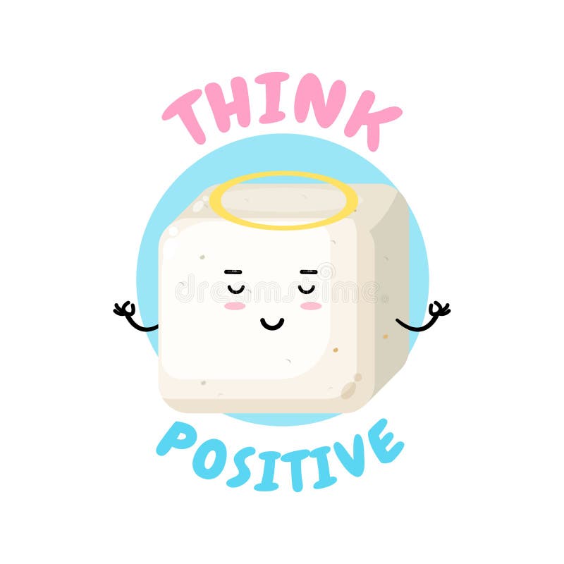 Positive Thinking, Cute Tofu Character Doing Meditation Stock ...