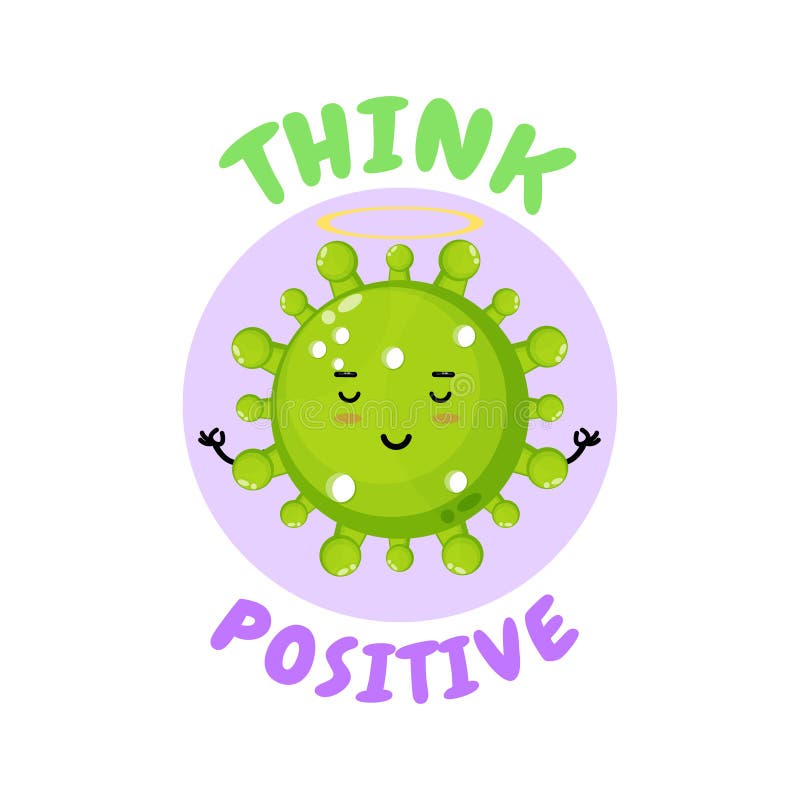 Positive Thinking, Cute Virus Doing Meditation Stock Vector ...