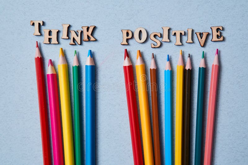 Positive Thinking, Happy and Optimistic Attitude Concept. Colored ...