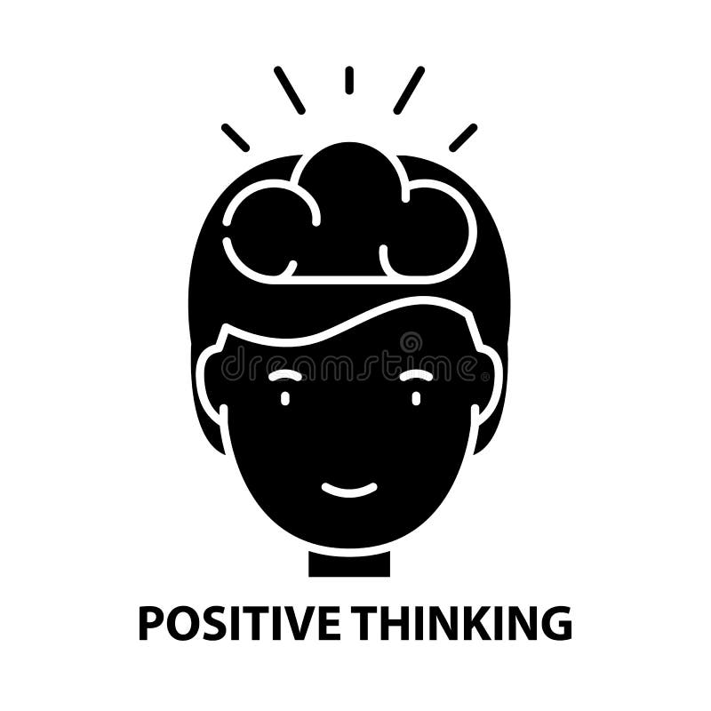 Positive Thinking Icon, Black Vector Sign with Editable Strokes ...