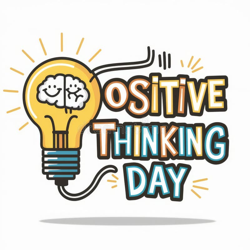 Positive Thinking with Lightbulb and Brainstorming Illustration with ...
