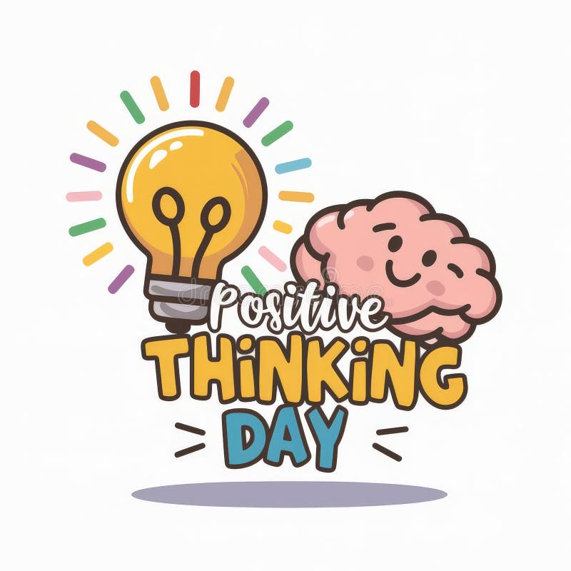 Positive Thinking with Lightbulb and Brainstorming Illustration with ...
