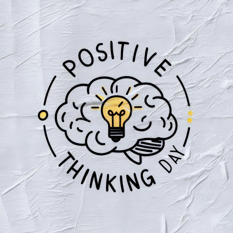 Positive Thinking with Lightbulb and Brainstorming Illustration with ...