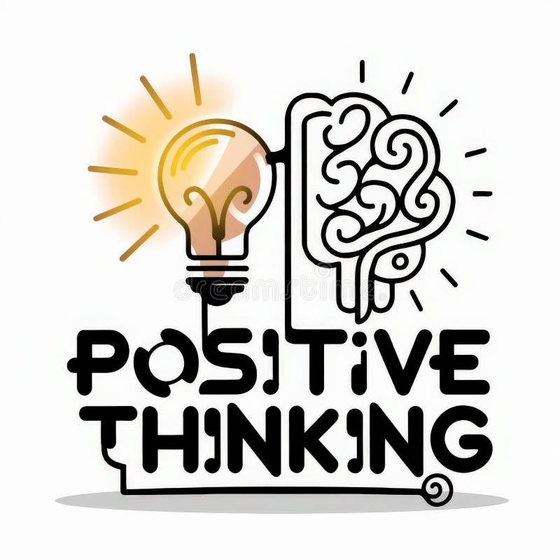 Positive Thinking with Lightbulb and Brainstorming Illustration with ...