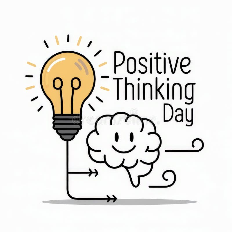 Positive Thinking with Lightbulb and Brainstorming Illustration with ...