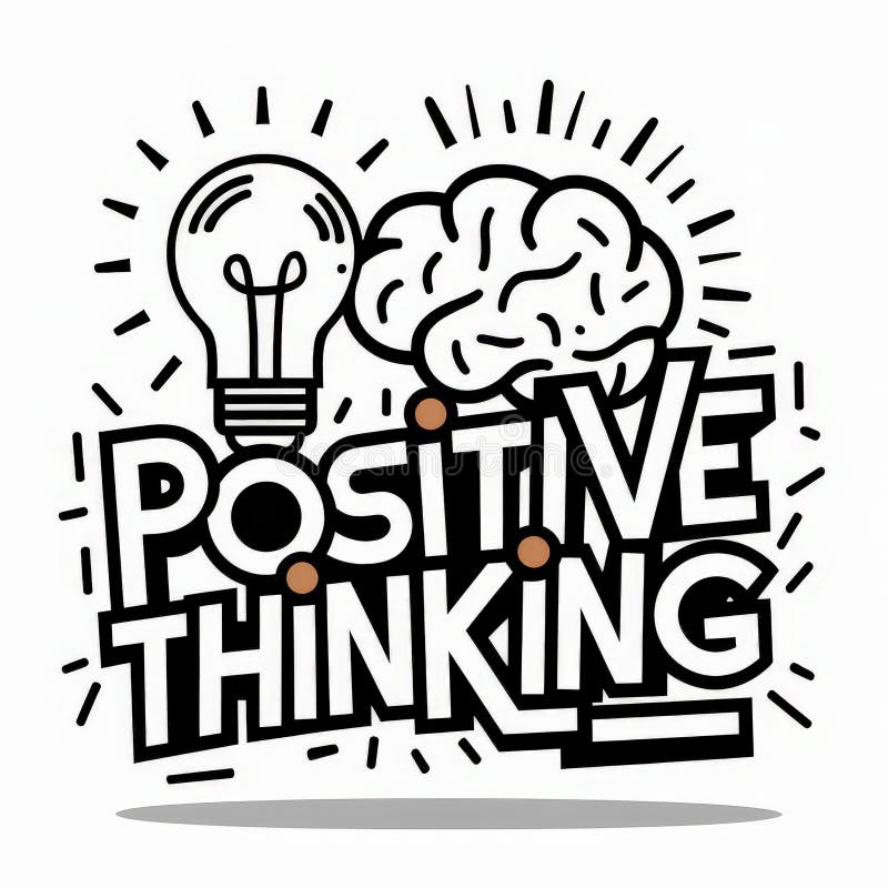Positive Thinking with Lightbulb and Brainstorming Illustration with ...
