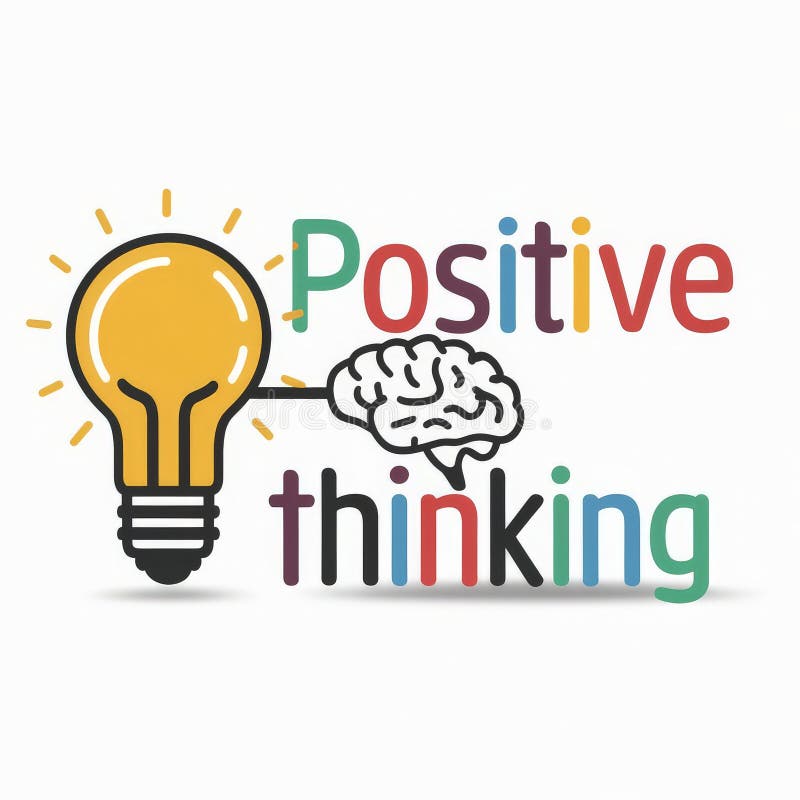 Positive Thinking with Lightbulb and Brainstorming Illustration with ...