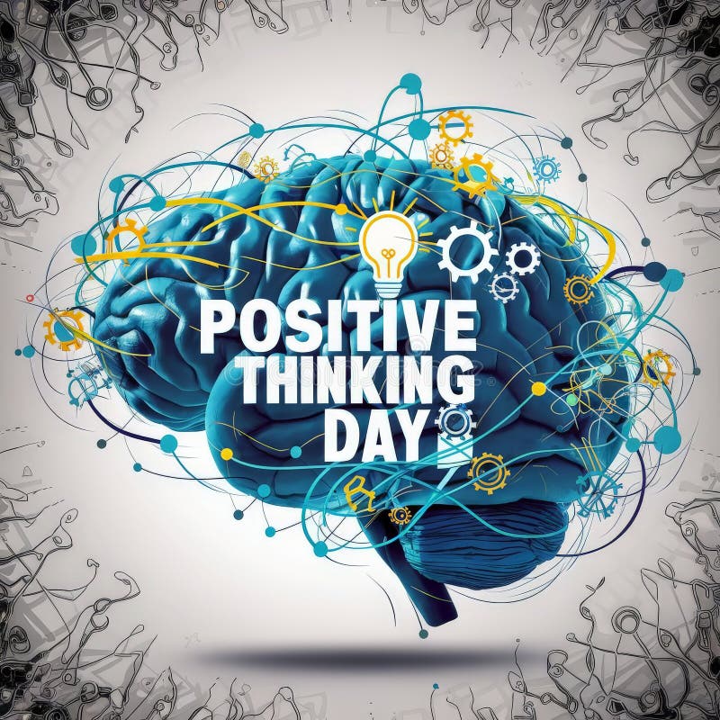 Positive Thinking with Lightbulb and Brainstorming Illustration with ...