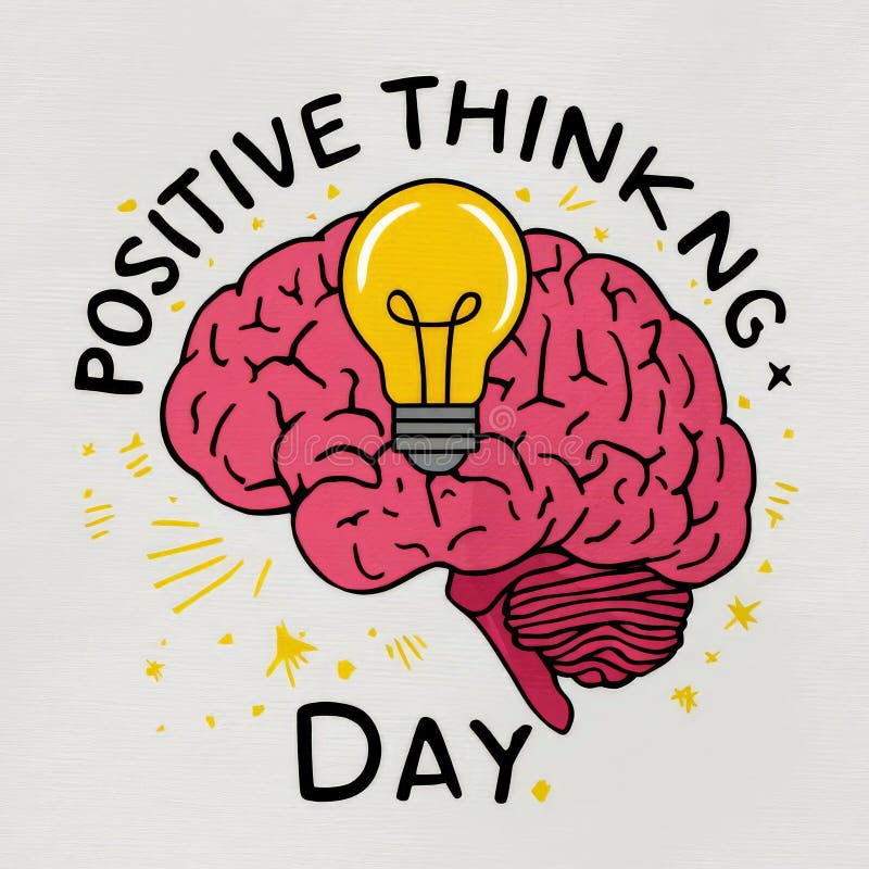 Positive Thinking with Lightbulb and Brainstorming Illustration with ...