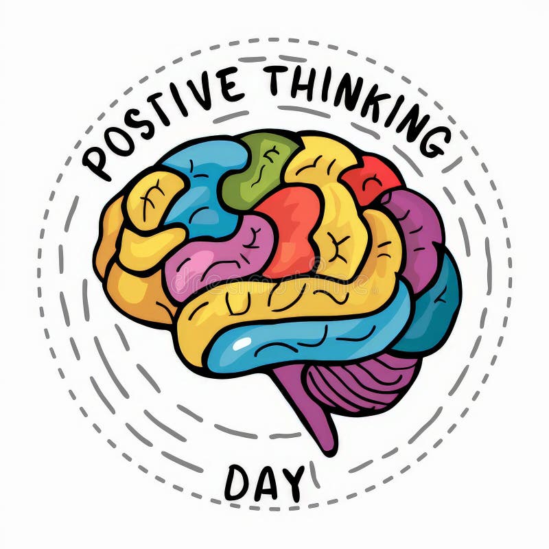 Positive Thinking with Lightbulb and Brainstorming Illustration with ...