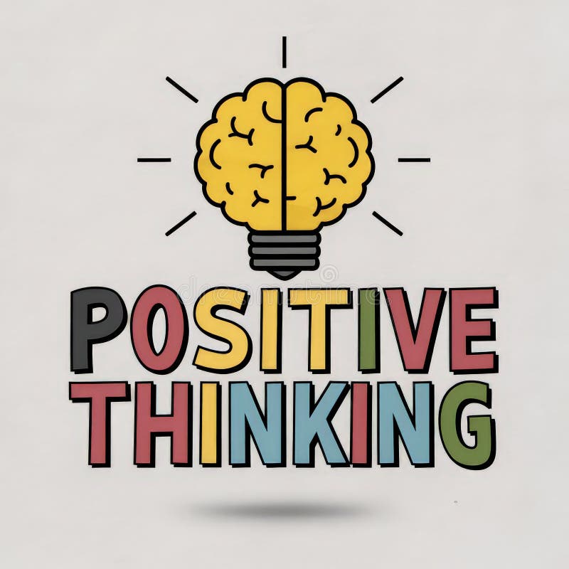Positive Thinking with Lightbulb and Brainstorming Illustration with ...