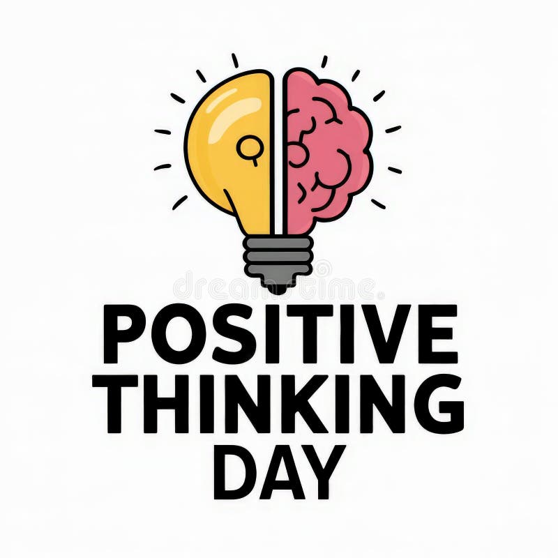 Positive Thinking with Lightbulb and Brainstorming Illustration with ...