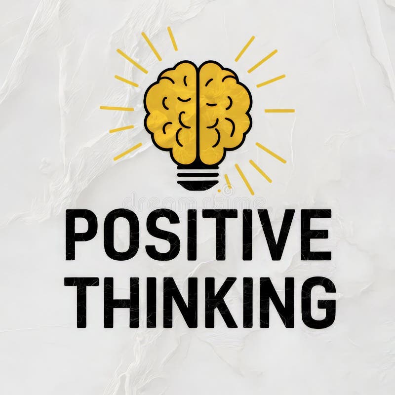 Positive Thinking with Lightbulb and Brainstorming Illustration with ...