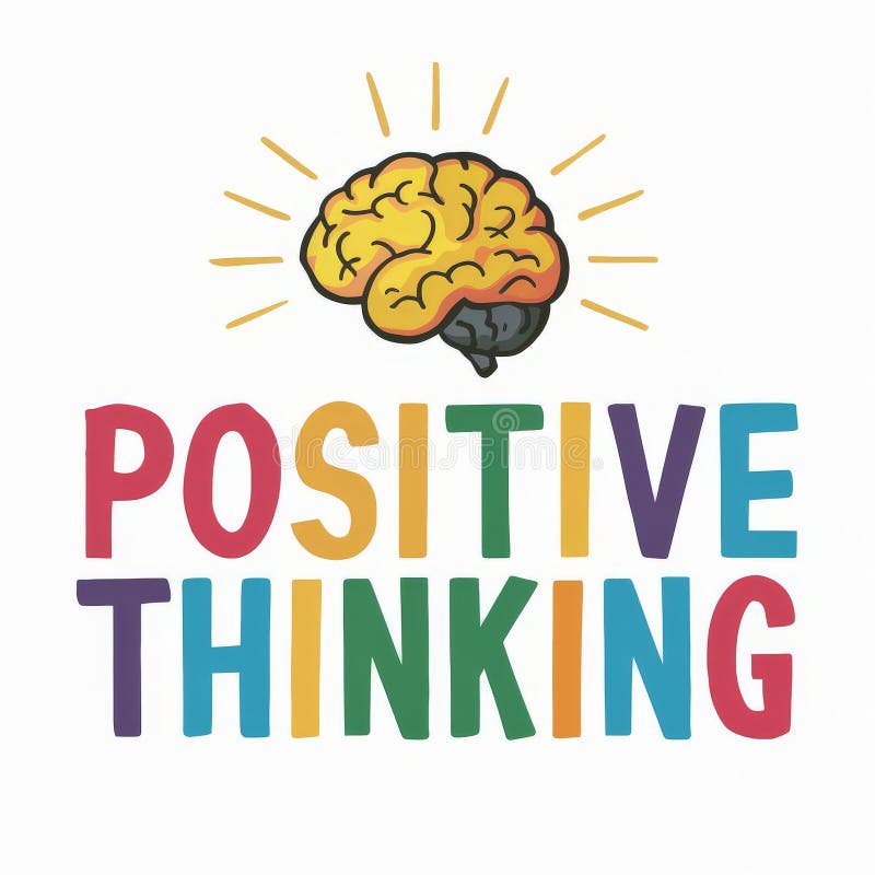 Positive Thinking with Lightbulb and Brainstorming Illustration with ...